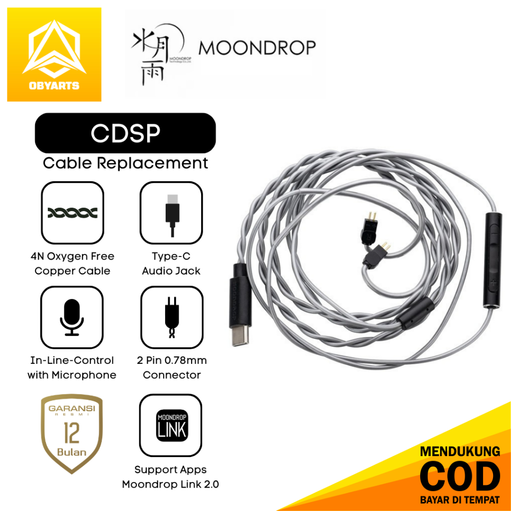 Jual Moondrop CDSP Type C Upgrade Cable For In Ear Earphone With Microphone | Shopee Indonesia
