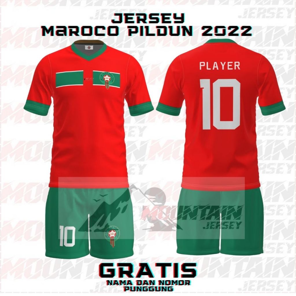 Jual JERSEY MAROCO PILDUN 2022 FULL PRINTING GRATIS NAMA DAN NO ...