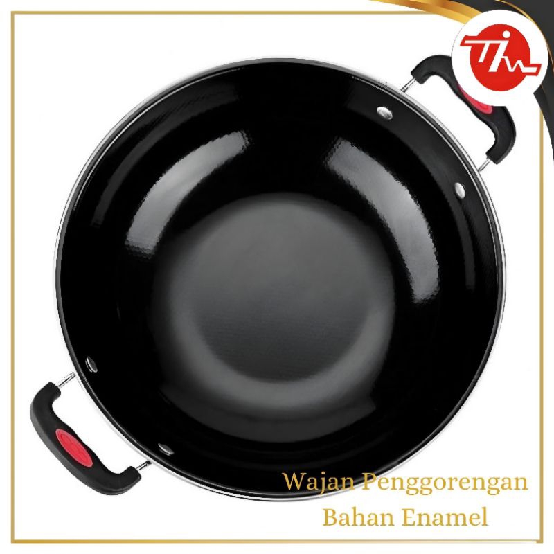 Jual POTENS Wajan enamel anti lengket ukuran 30-38 CM | Shopee Indonesia