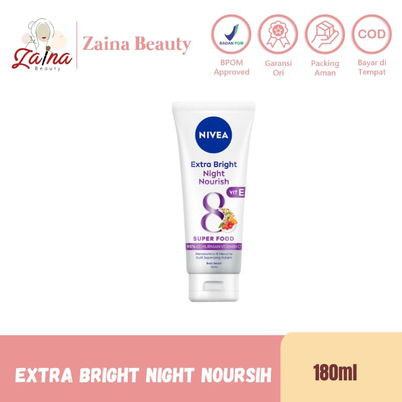 Jual (BARU)Nivea Body Serum Night Nourish Extra White 180ml | Shopee ...