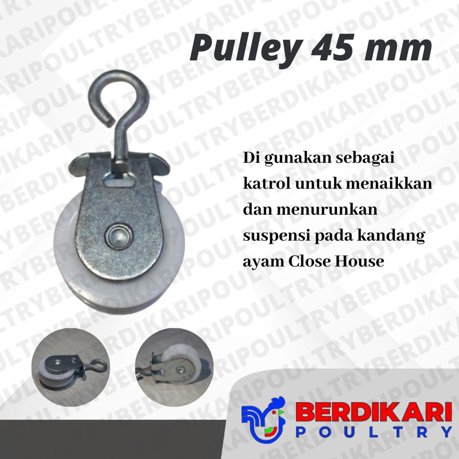 Jual Pulley Plastik 45mm/Puley/Puli/Tirai/Terpal - Alat Ternak Kandang ...