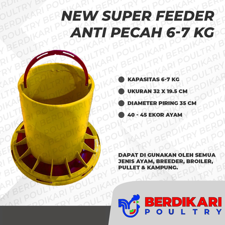 Jual Super Feeder Kapasitas 6-7 kg/Anti Pecah/Tempat Pakan Ayam - Alat Ternak Kandang Ayam ...
