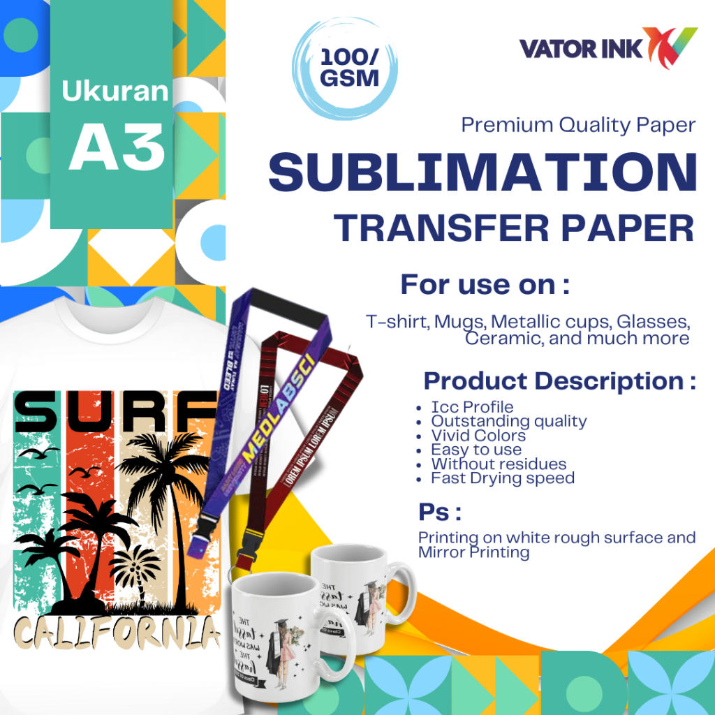 Jual TRANSFER PAPER SUBLIME KERTAS SABLON SUBLIM UKURAN 30X42CM ISI 100 ...