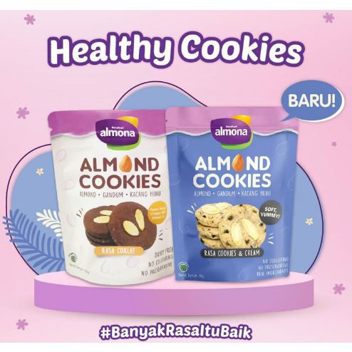 Jual BAREFOOD ALMONA ALMOND COOKIES BROWNIES 50GR DAN ALMONA ALMOND ...