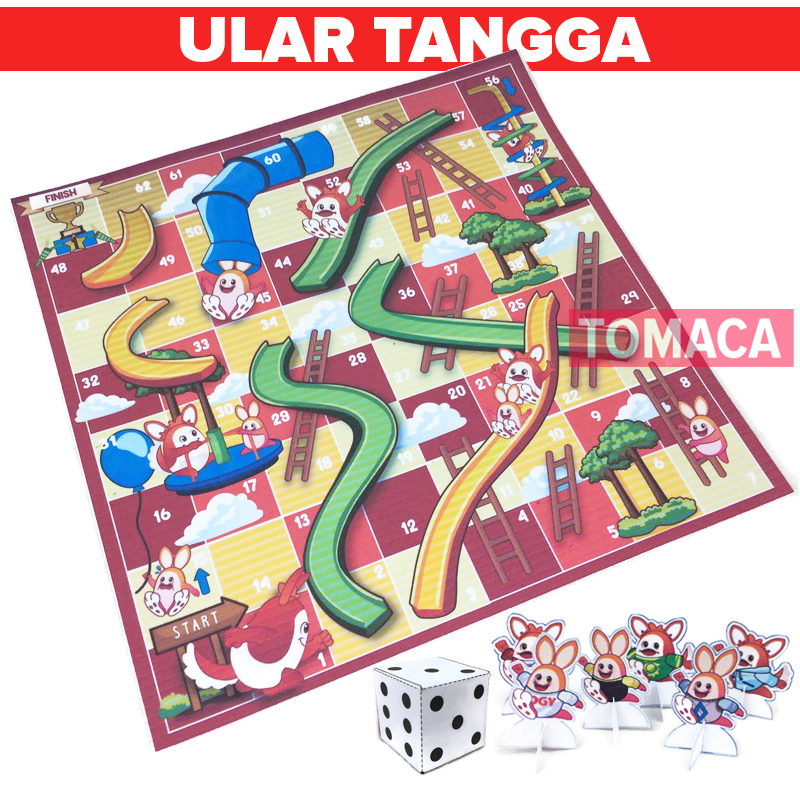 Jual Mainan Anak Edukasi Papan Permainan Ular Tangga Kertas DIY Board ...