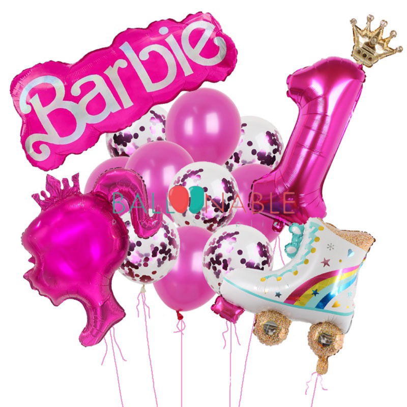 Jual Paket Dekorasi Balon Angka Pink Tua Tema Barbie (PD228) | Shopee ...