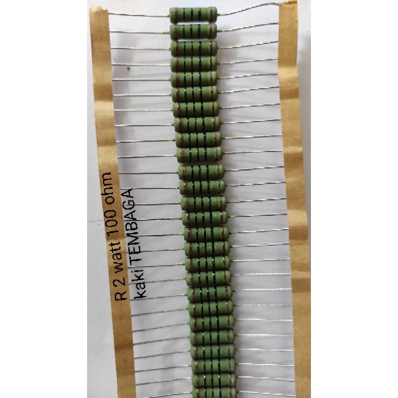 Jual 100 pcs resistor 2 watt 100R renteng kaki TEMBAGA R 2W 100 R ROLL ...