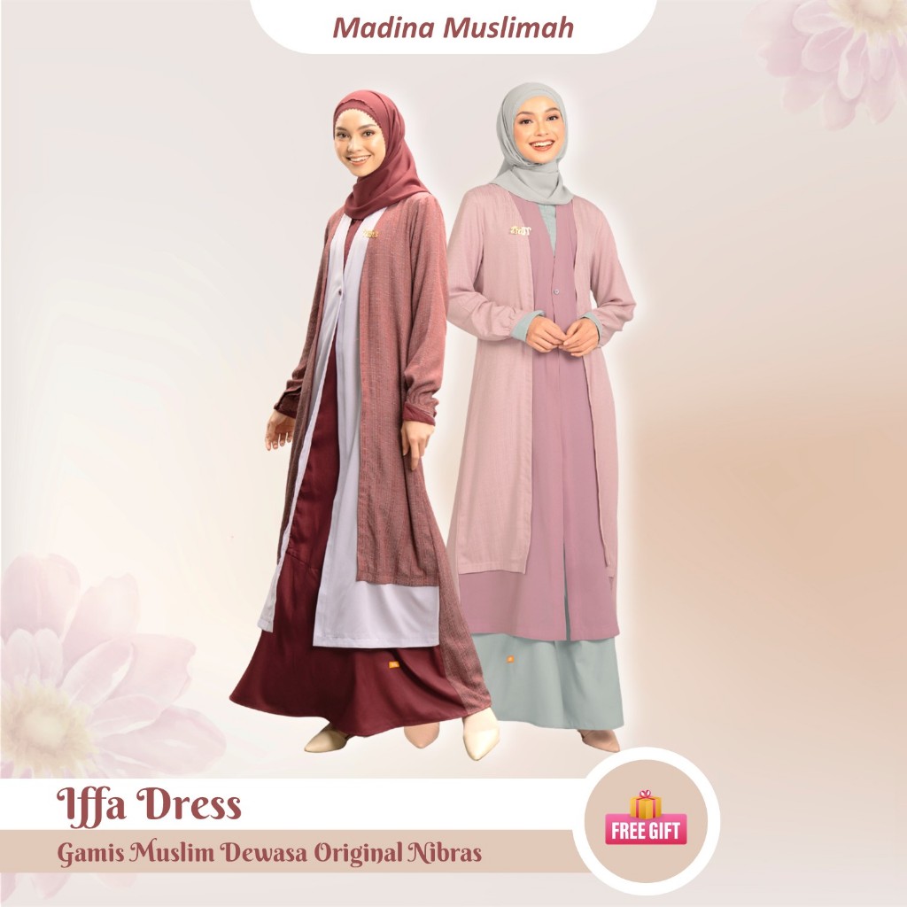 Jual [Original] Iffa Dress by Nibras Gamis Two Tone Adem Bahan Cashiva ...