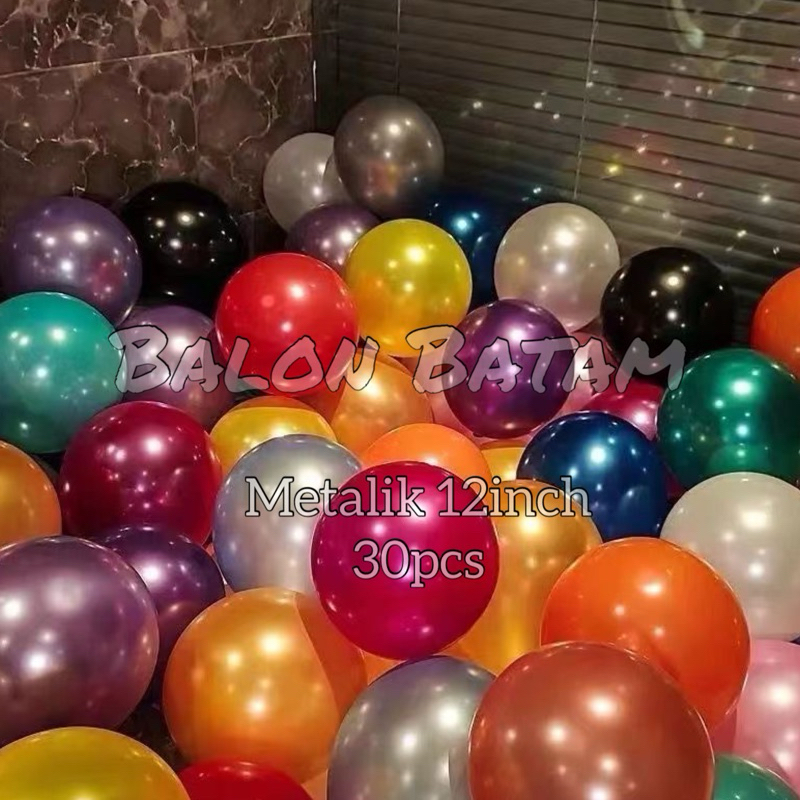 Jual Paket Balon Metalik / Doff Mix warna 30pcs 12inch | Shopee Indonesia