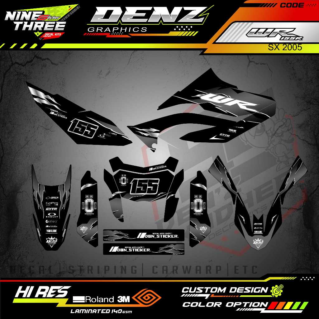 Jual DECAL STICKER YAMAHA WR FULL BODY MOTOR COSTUM NO NAMA SPONSOR ...