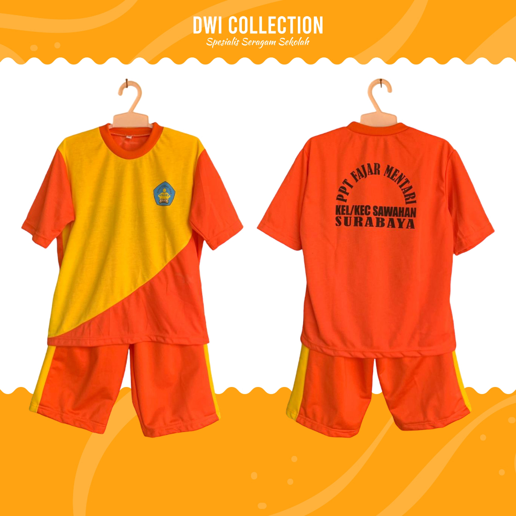 Jual SERAGAM KAOS OLAHRAGA PAUD / TK SETELAN PENDEK (GRATIS SABLON & CUSTOM LOGO) | Shopee Indonesia