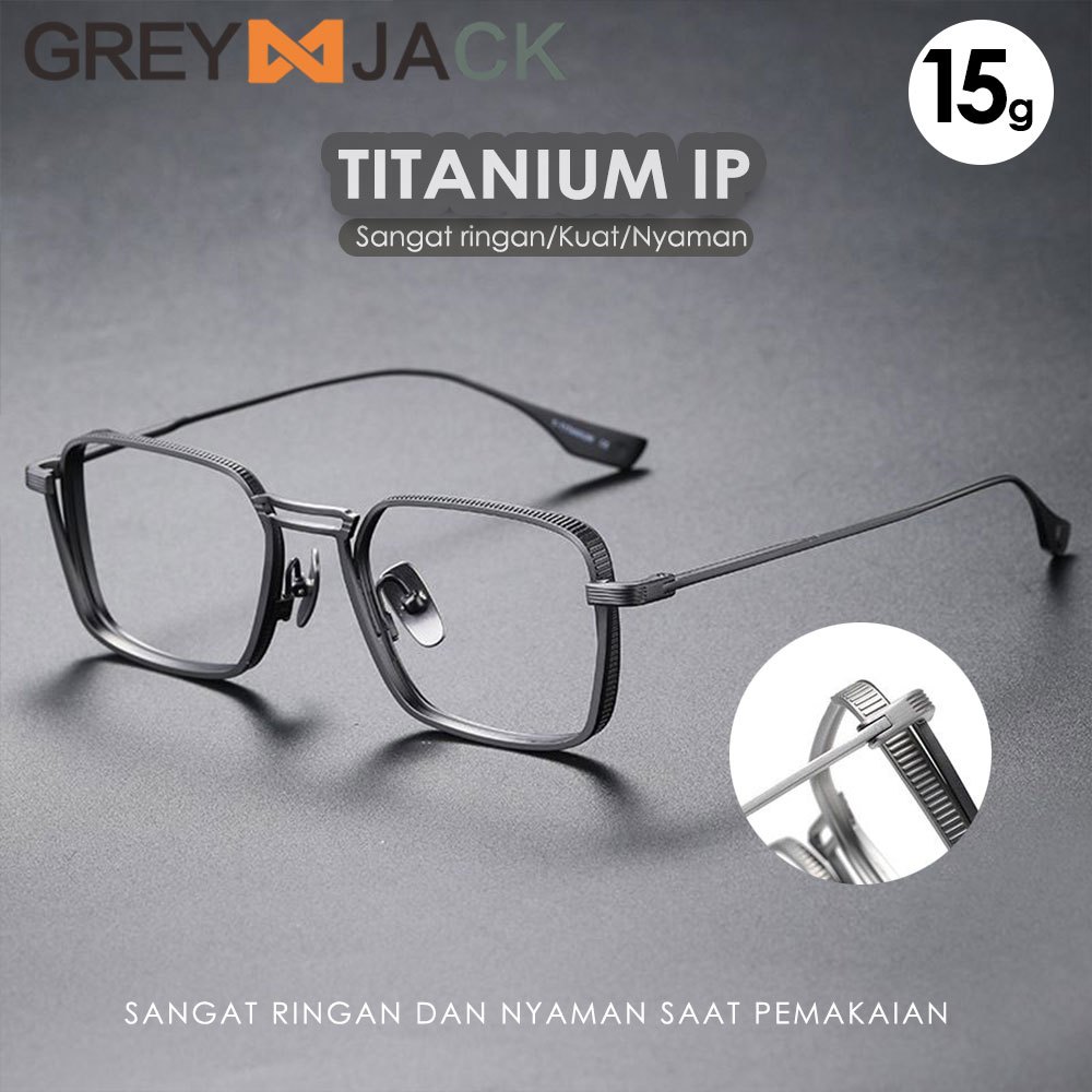 Jual Grey Jack Frame Kacamata Model Kotak Style Vintage Bahan Titanium ...
