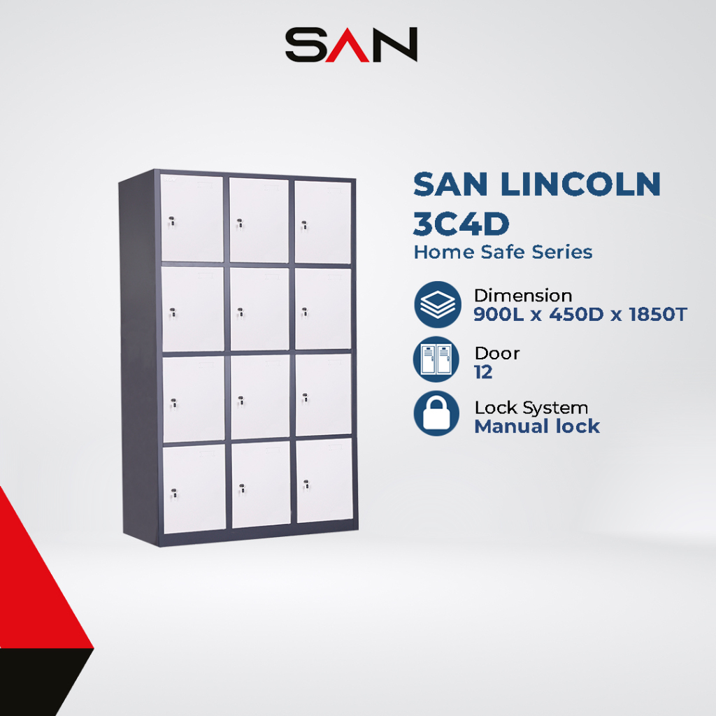 Jual Loker Besi Lemari Locker Besi 3 Kolom 12 Pintu Abu SAN LINCOLN ...