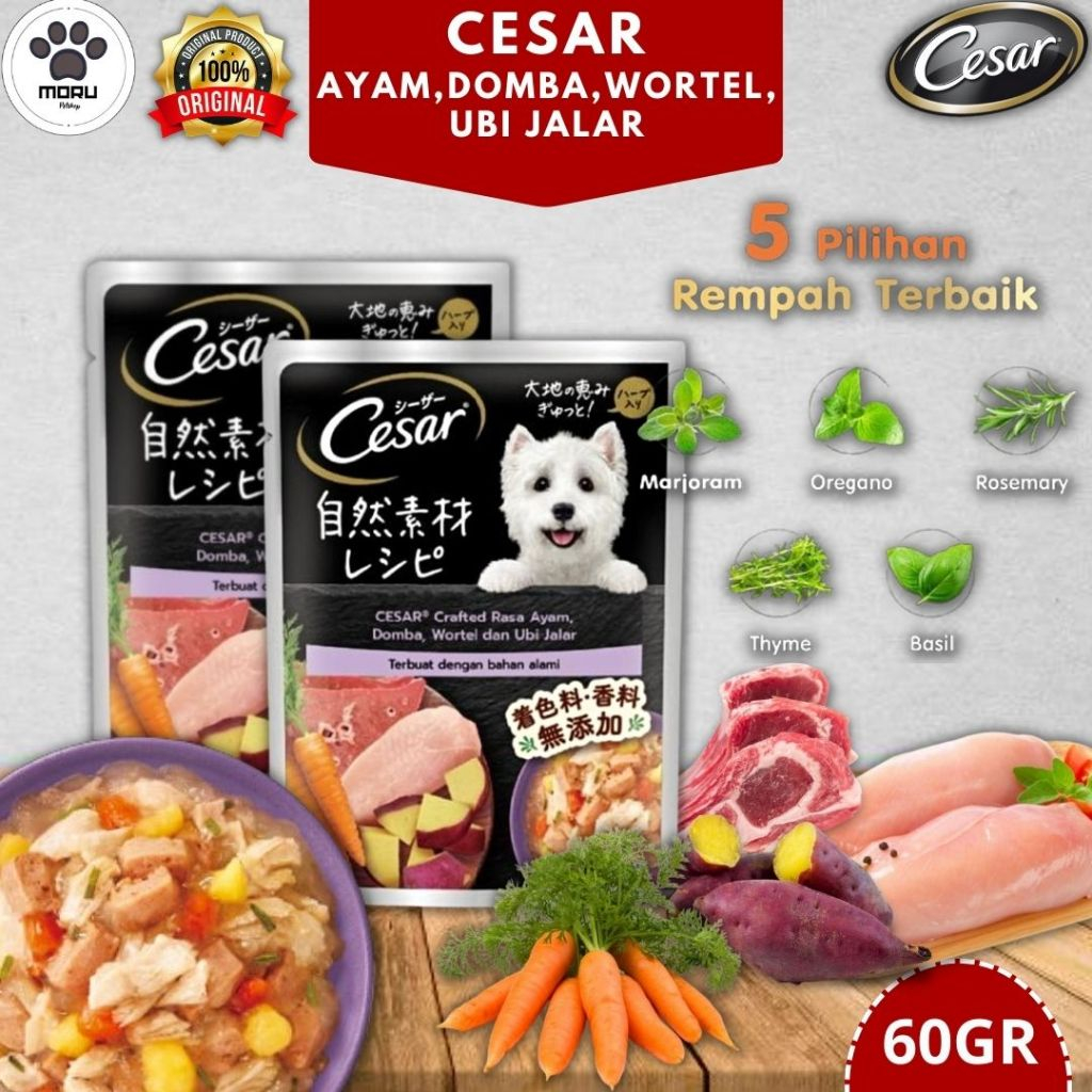 Jual Cesar Pouch 60gr Rasa Ayam, Domba,Ubi Jalar,Wortel | Shopee Indonesia