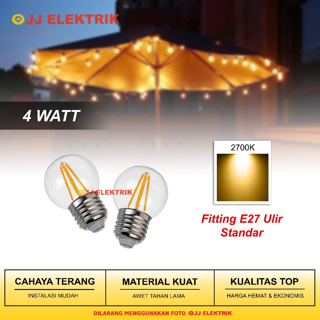 Jual Lampu Pijar Filamen LED 2W Fitting E27 - Untuk Dekorasi Rumah ...
