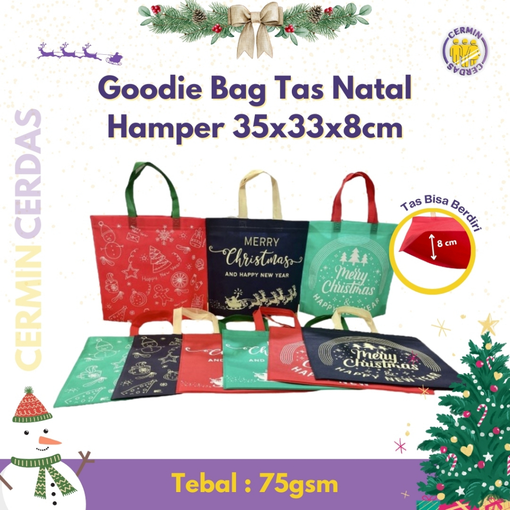 Jual Goodie Bag Tas Hadiah Natal Hamper Christmas 2 Warna Merah Ijo ...