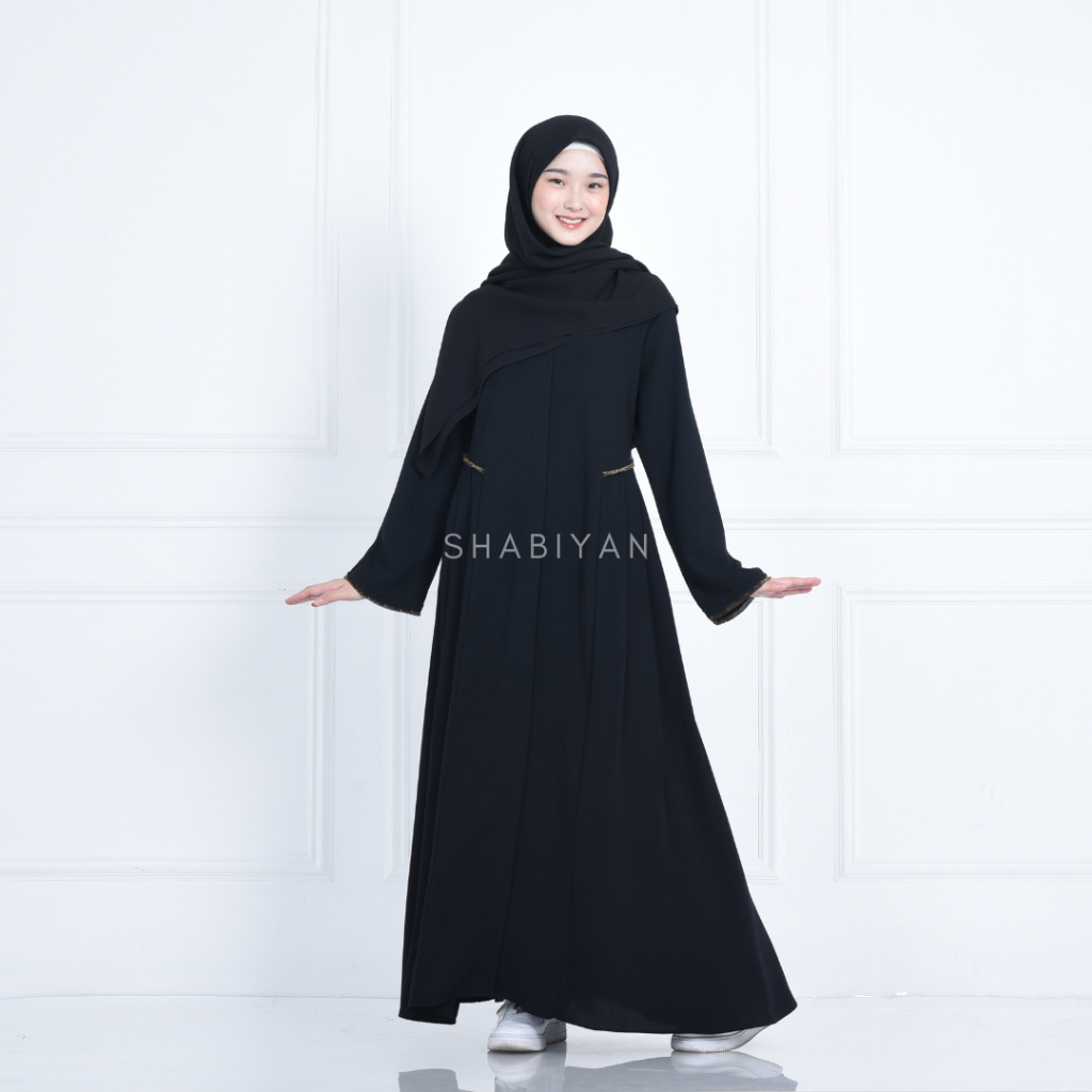 Jual SHABIYAN 449 Gamis Hitam Polos Abaya Premium | Esra | Shopee Indonesia