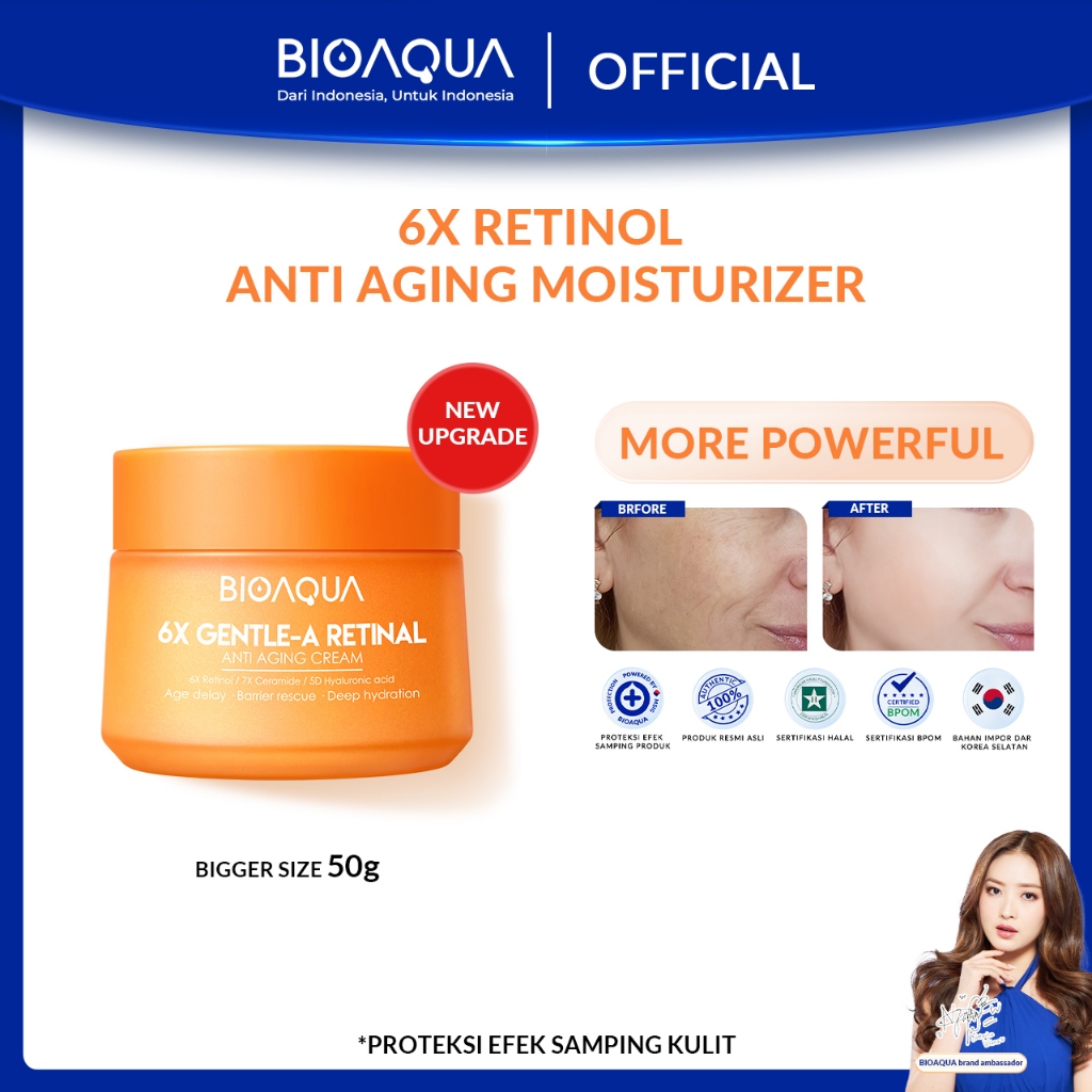 Jual BIOAQUA 6X Gentle-A Retinol Cream Wajah Anti Aging Pelembab Wajah ...