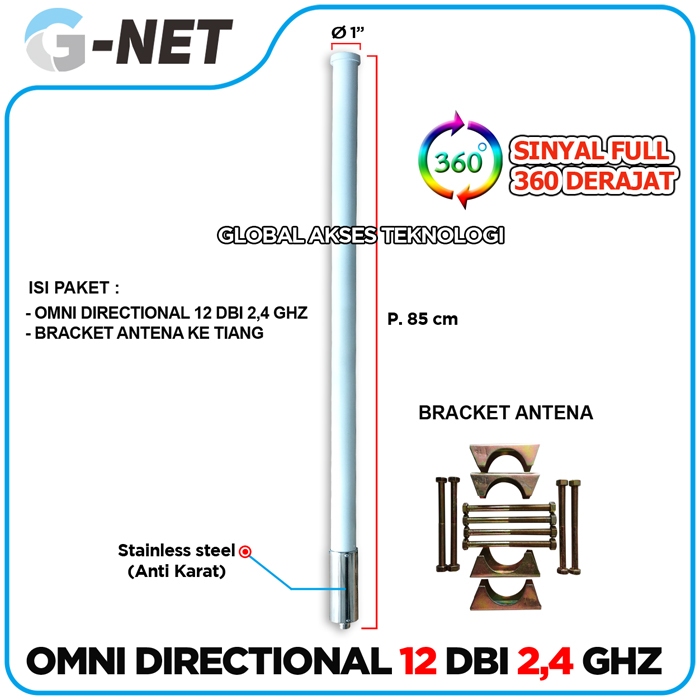 Jual Antena wifi GNET Omni directional 12 dBi 2,4 ghz cocok untuk ...
