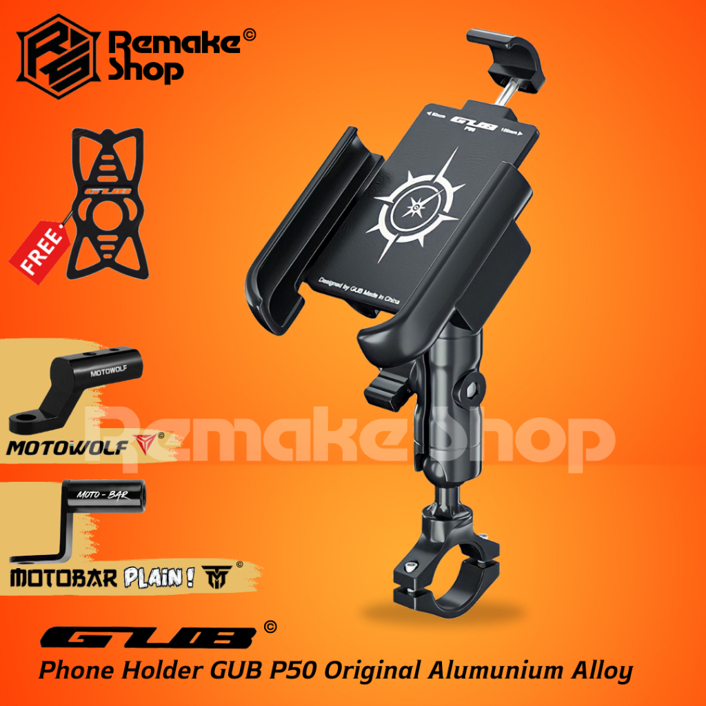 Jual GUB P50 Original Phone Holder HP Motor Alumunium Alloy Anti Getar Rotasi 360 Flexible ...