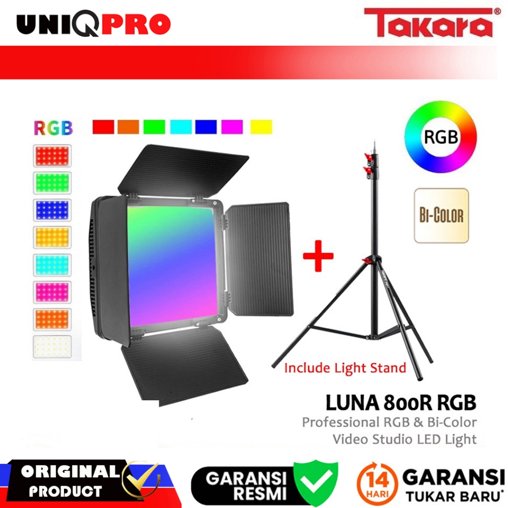 Jual Takara LUNA 800R RGB & Bi-Color Lampu Video Studio LED Light ...