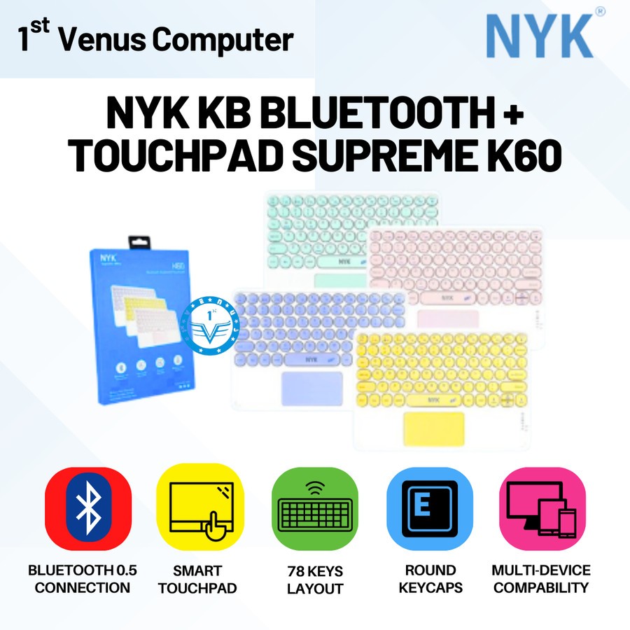 Jual Keyboard Bluetooth Mini Touchpad NYK K60 / KEY04-NYK | Shopee ...