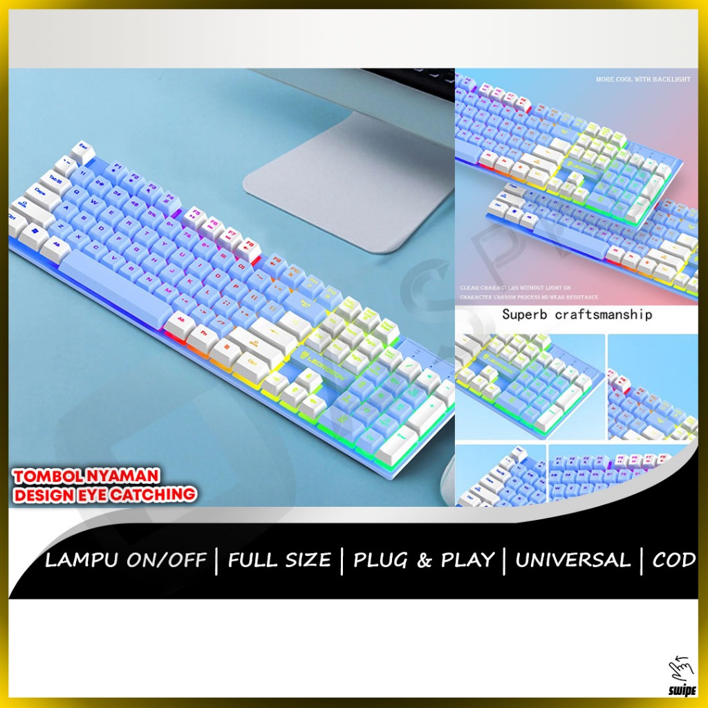Jual Keyboard Colorful Full Size Komputer Laptop Mousepad Mouse Kantor ...