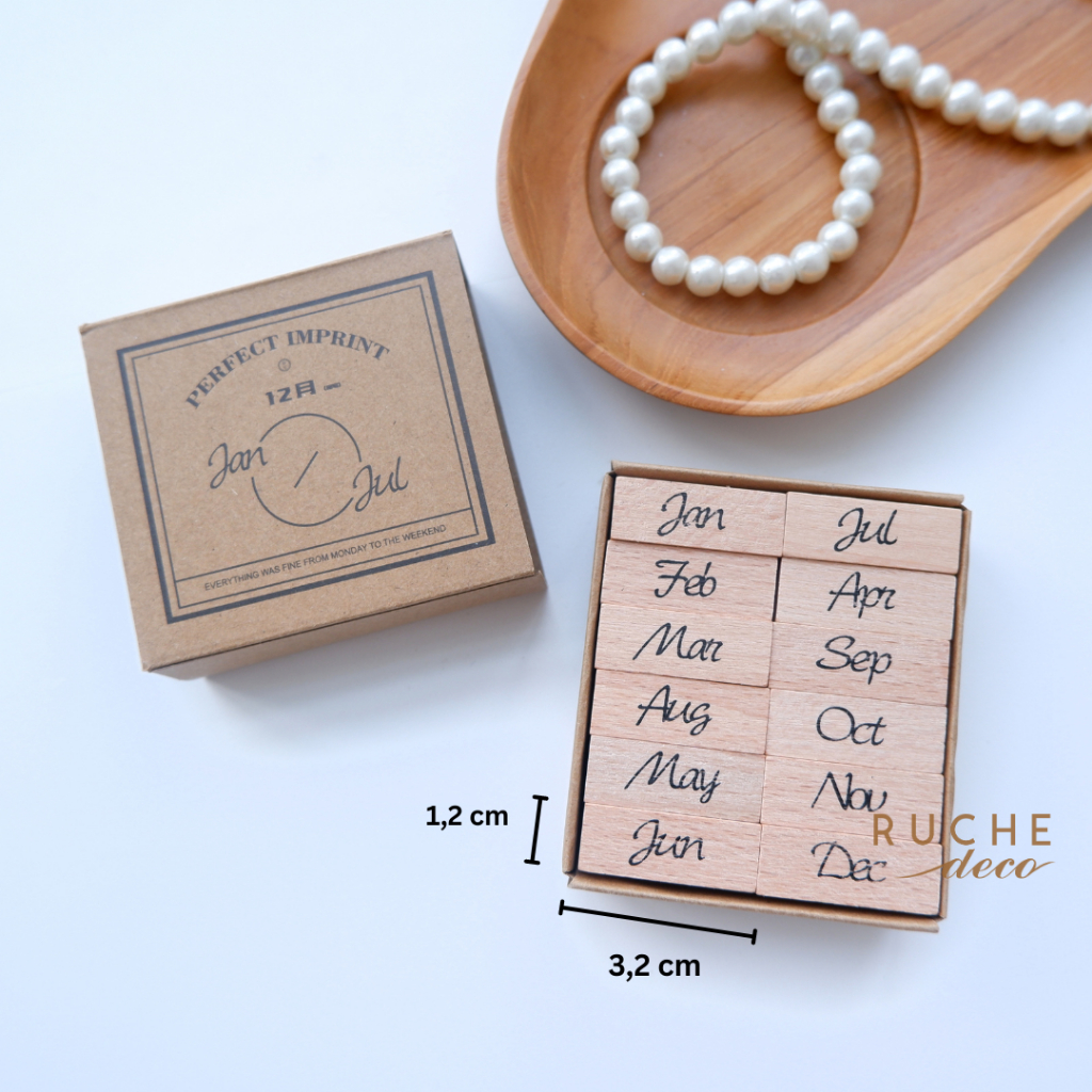 Jual RUCHE DECO - Wooden Stamp Month Week Numbers - Stempel Kayu Bulan ...