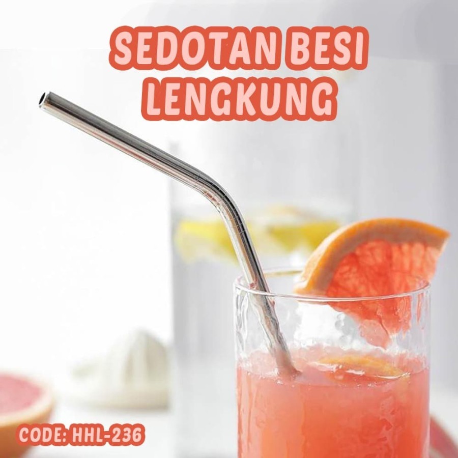 Jual Sedotan Besi Lengkung Stainless Anti Karat 1 pcs peralatan minum ...
