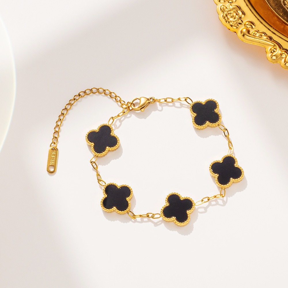 Jual Gelang Lestari Clover Titanium Steel Anti Karat Adjustable Black ...