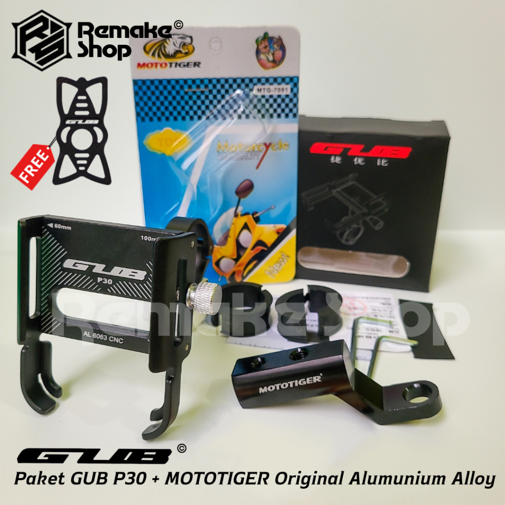 Jual Paket GUB P30 + Bracket Spion Mototiger Holder HP Motor Full Besi ...