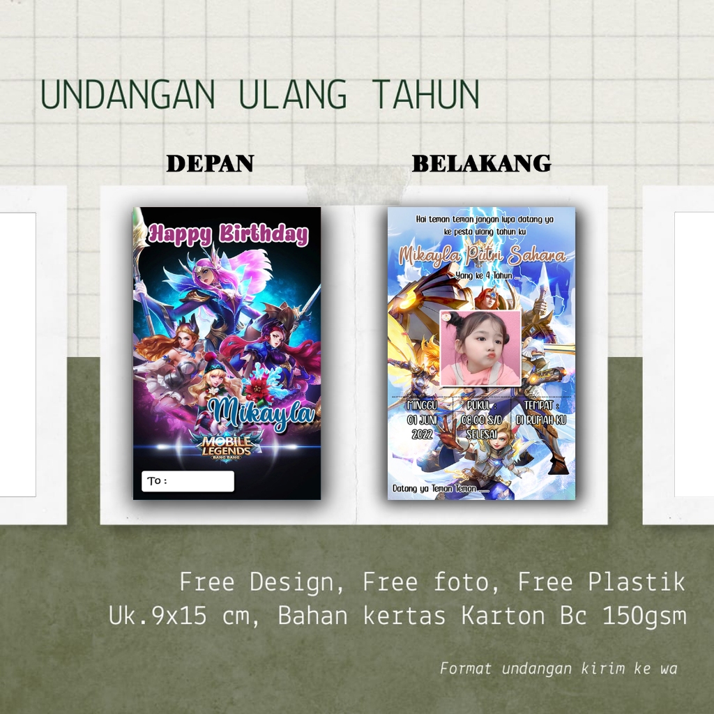 Jual Undangan Ulang Tahun Anak Karakter MOBILE LEGEND murah meriah ...