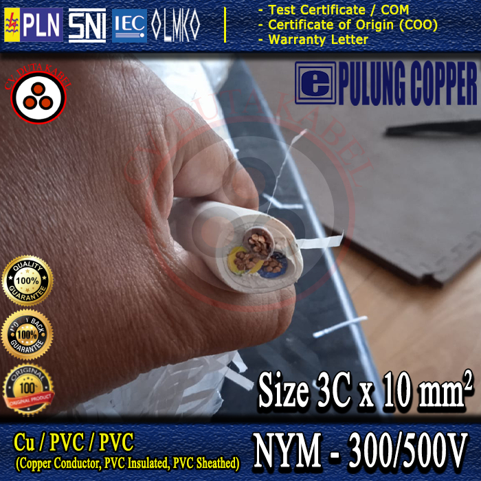 Jual Kabel NYM 3x10 mm2 PULUNG @ 100 m /3x10 mm/3 x 10 mm2/3 x 10 mm ...