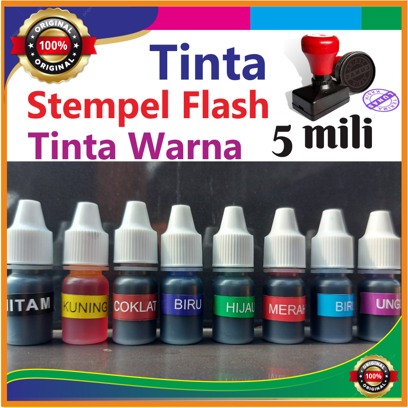 Jual TINTA STEMPEL ISI ULANG FLASH WARNA REFFIL 5 ML | 5CC | Shopee ...