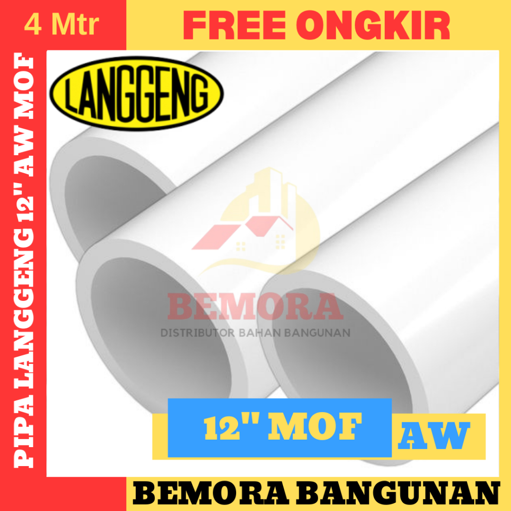 Jual Pipa Pvc Warna Putih Merek Langgeng 12 inch AW Mof (Harga Grosir ...