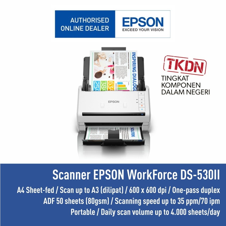 Jual Scanner Epson WorkForce DS530 II DS 530 II DS-530 II Duplex Sheet ...
