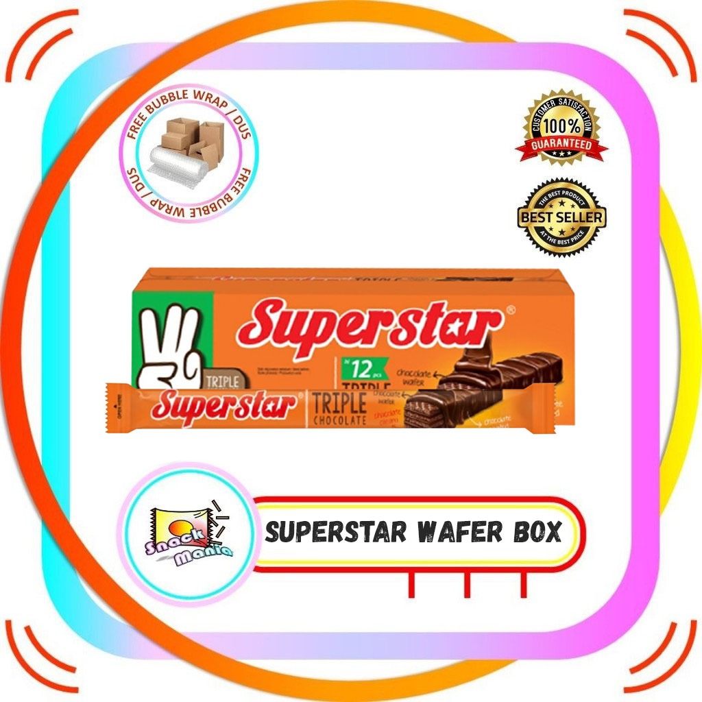 Jual Superstar Wafer Super Star Coklat Triple Chocolate 16 gr x 12 Pcs ...