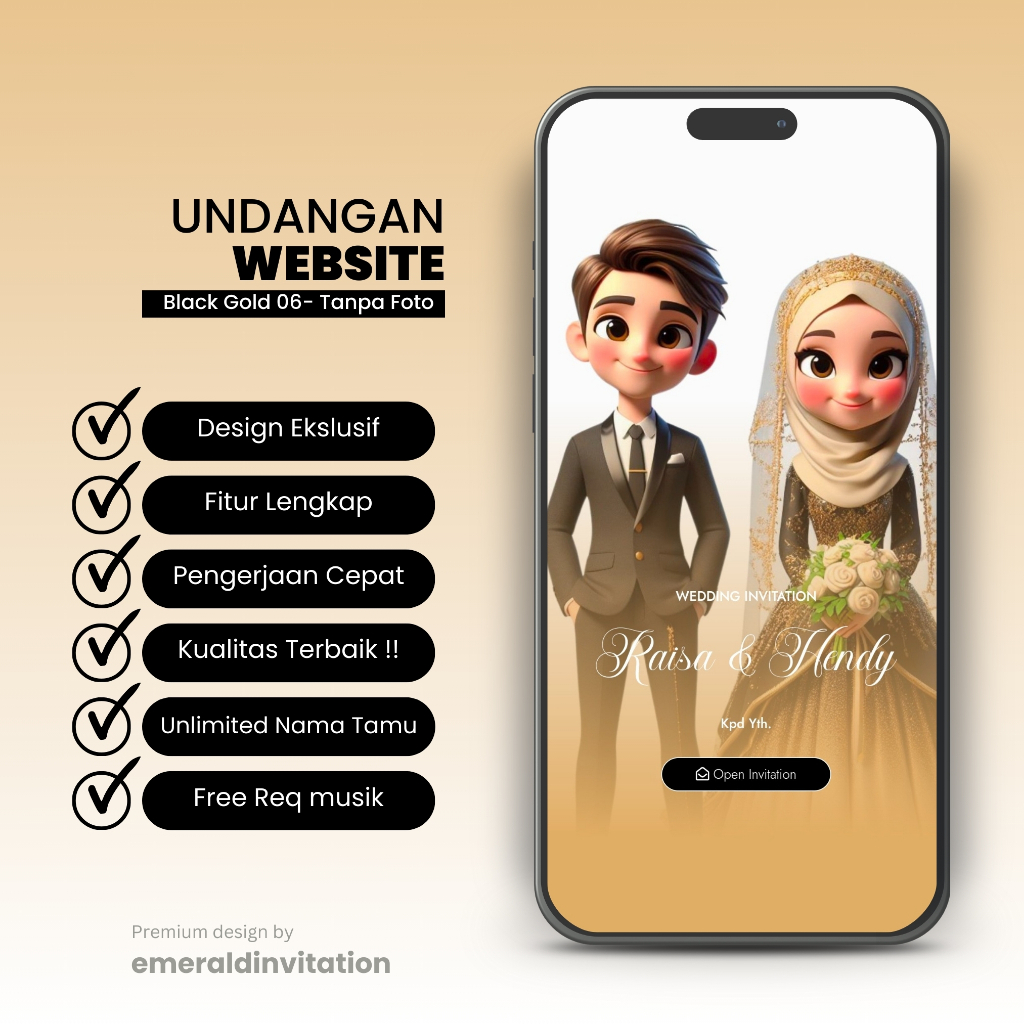 Jual Undangan Website Pernikahan | Tema Black Gold| Premium Digital Web ...