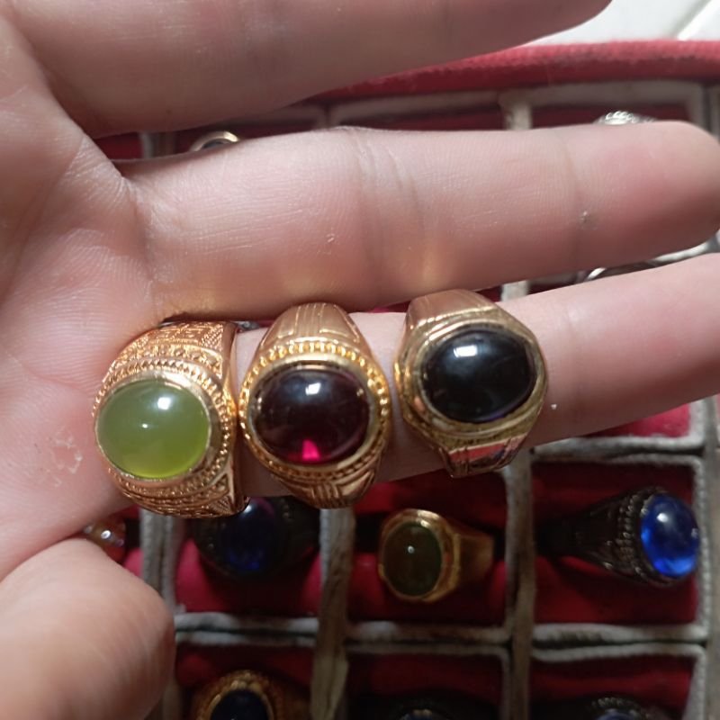 Jual paket 3pcs batu cincin kecubung wulung, yaman api, sungai dareh ...