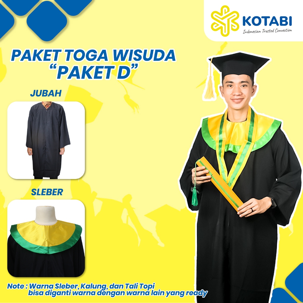 Jual Paket Toga Wisuda Dewasa Satuan Paket Perlengkapan Wisuda Kuning ...