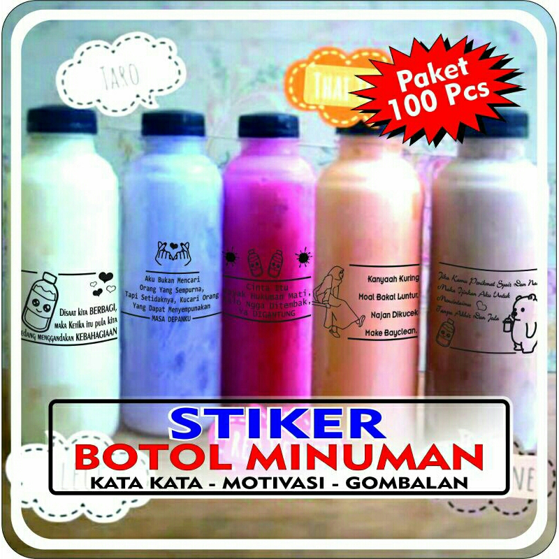Jual STIKER KATA-KATA 12 KARAKTER MINUMAN KEMASAN BOTOL ( vol 2 ...