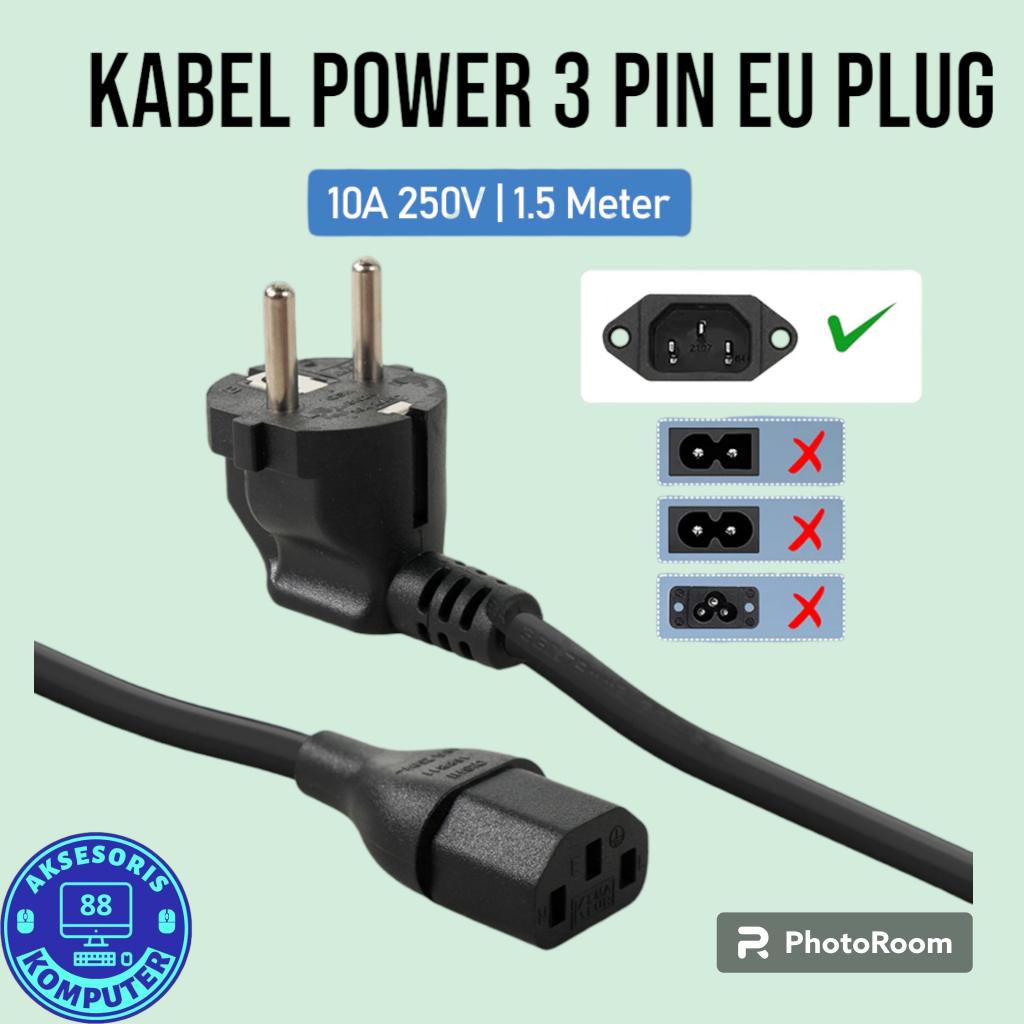 Jual KABEL POWER CPU 1.5 METER 150CM 1.8 METER 180CM / Kabel Power 3 ...