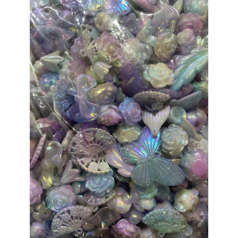 Jual manik mix warna gradasi campuran model kupu bunga mermaid per pon ...