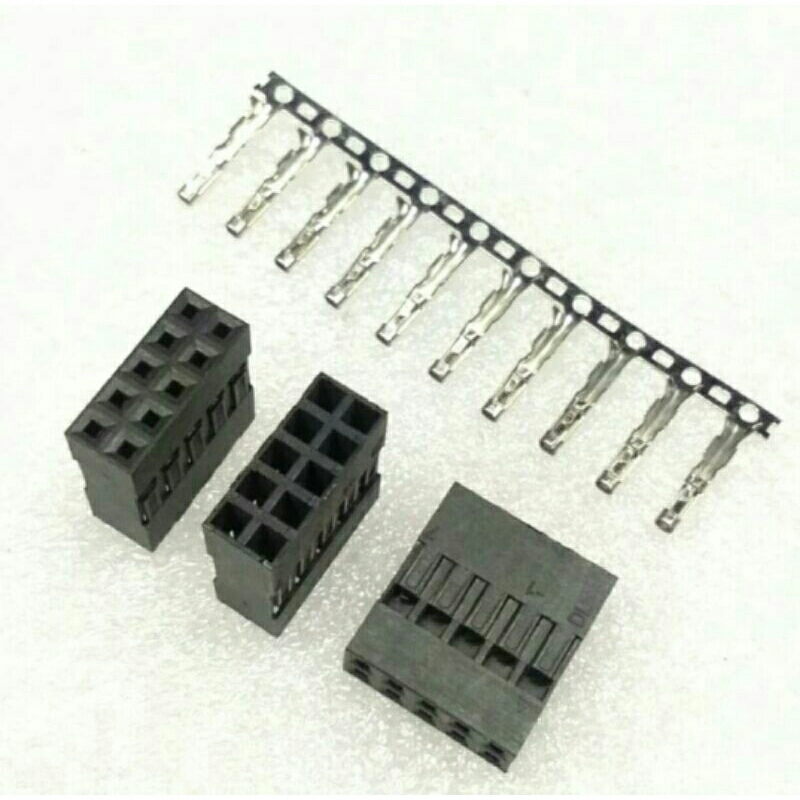Jual 10pin Black Housing 2x5pin Female Connector Dupont 10 pin + Skun 2x5 pin Konektor 2.54mm ...