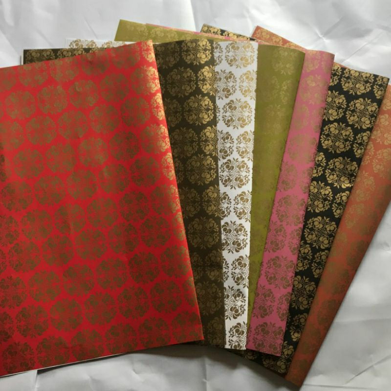 Jual Kertas Kado Motif Batik Songket Gold / Kertas Kado Batik Songket ...