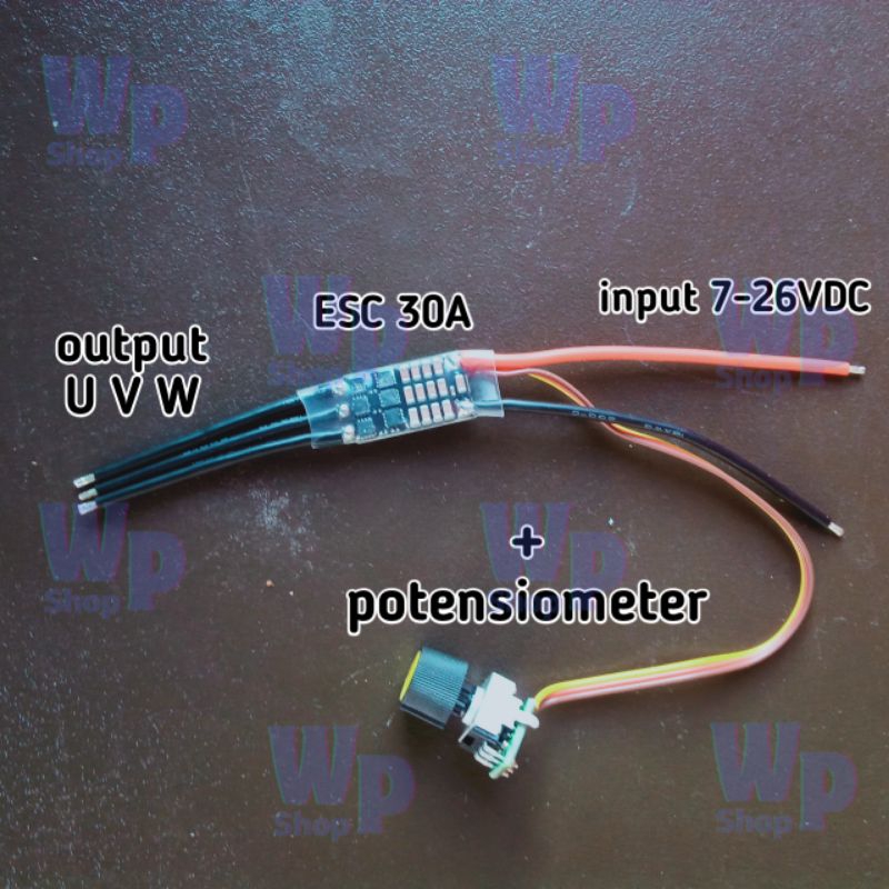 Jual Pengendali Kecepatan Motor 3 Fase DC 7-26V Brushless Hallless ESC 30A dengan Potensiometer ...
