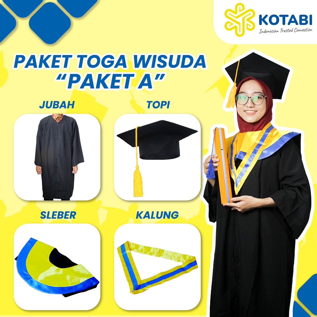 Jual Paket Toga Wisuda Dewasa Satuan Paket Perlengkapan Wisuda Kuning ...