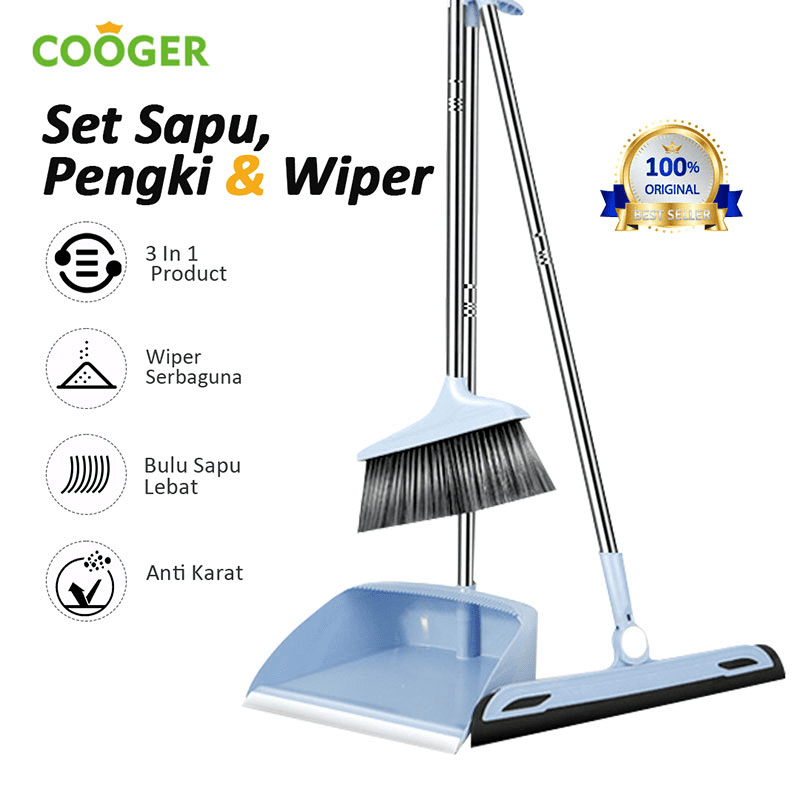 Jual COOGER Sapu Set Sapu Pengki Wiper Broom Set Sapu 3IN1 Alat ...