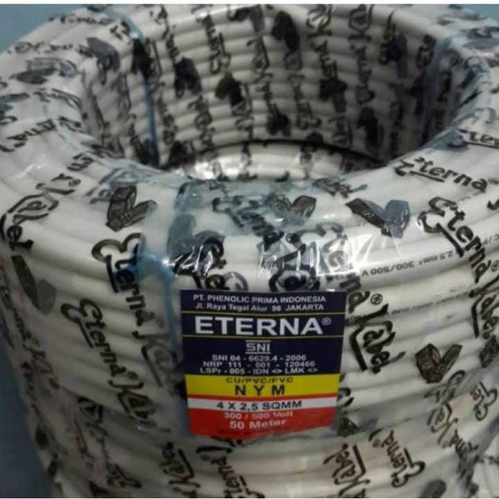 Jual Kabel Eterna NYM 2x2,5 Roll 50 Meter Kabel Listrik Putih 2 Tembaga Kawat Tunggal Engkel 2 ...