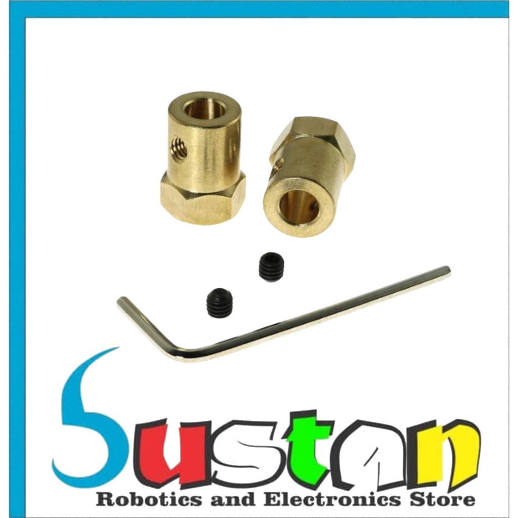 Jual BRASS HEXAGONAL COUPLING SHAFT 5MM TO 18MM CONNECTOR FOR ROBOT CAR ...